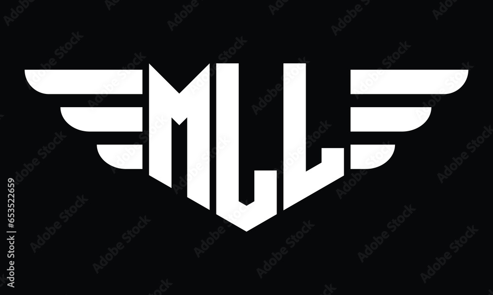 MLL three letter logo, creative wings shape logo design vector template ...