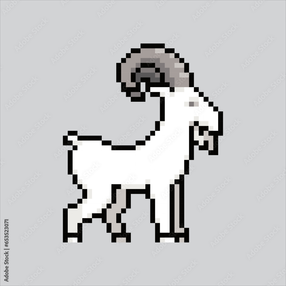 Vetor de Pixel art illustration Goat. Pixelated Goat. Cute Goat animal ...