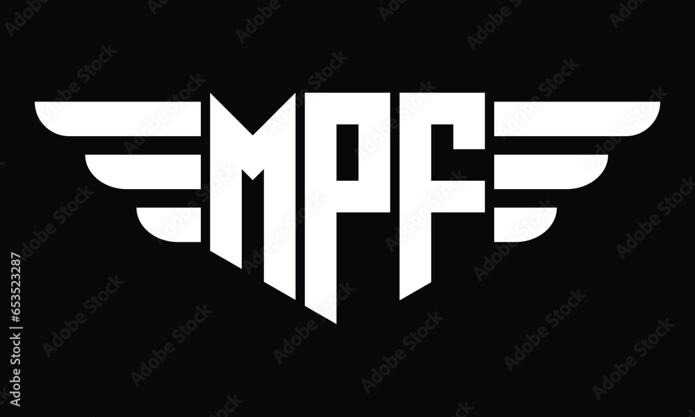 MPF three letter logo, creative wings shape logo design vector template ...
