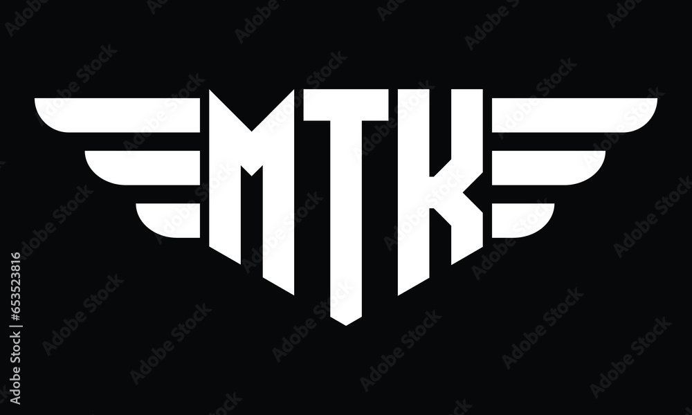 MTK three letter logo, creative wings shape logo design vector template ...