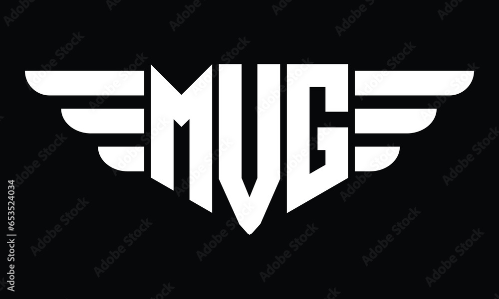 MVG three letter logo, creative wings shape logo design vector template ...