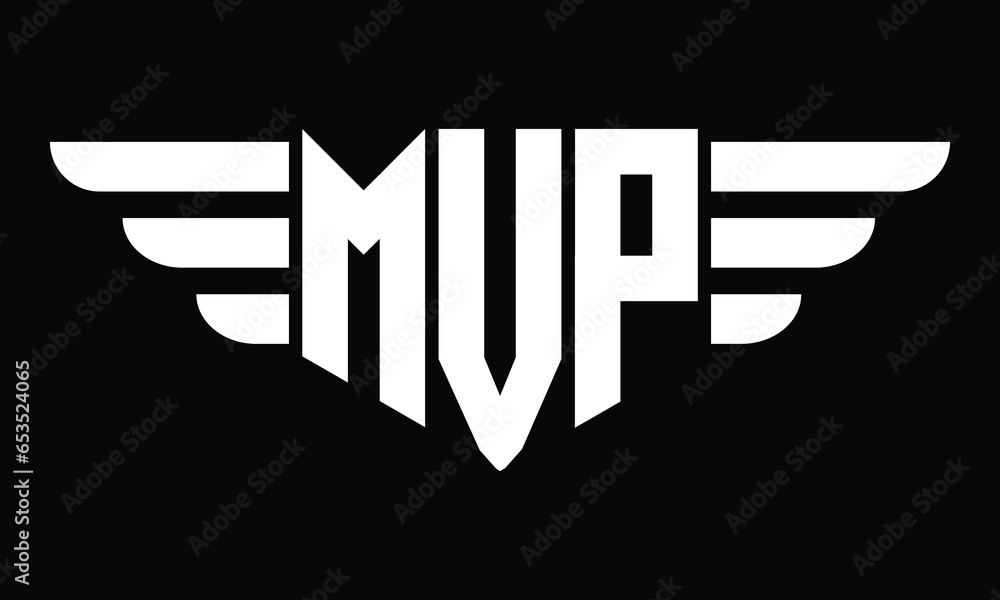 MVP three letter logo, creative wings shape logo design vector template ...