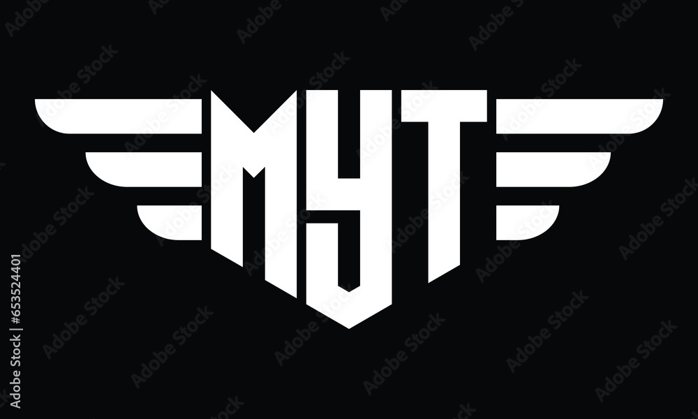 MYT three letter logo, creative wings shape logo design vector template ...