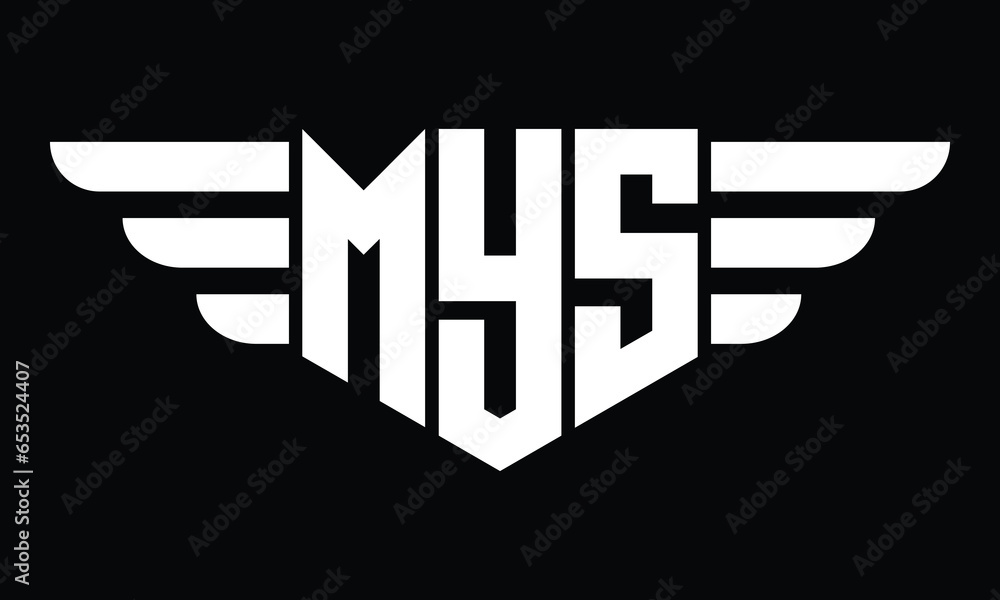 MYS three letter logo, creative wings shape logo design vector template ...