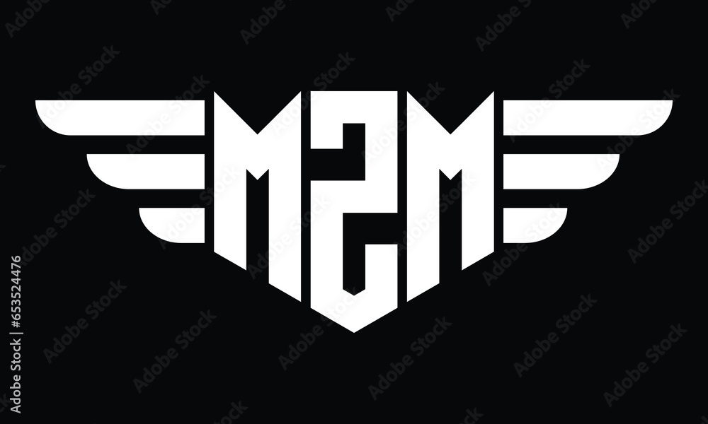 MZM three letter logo, creative wings shape logo design vector template ...