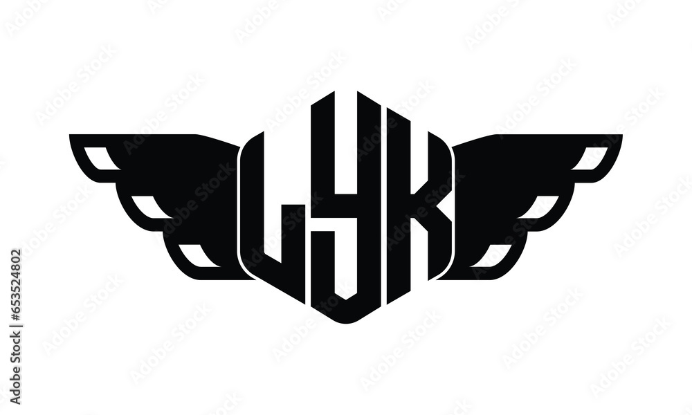LYK three-letter butterfly iconic logo design vector template | polygon ...