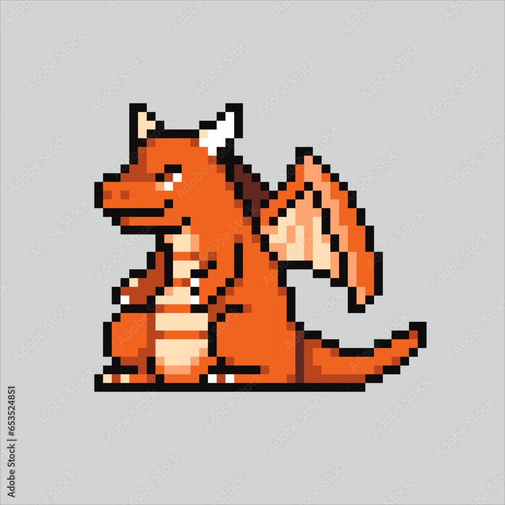 Pixel art illustration Dragon. Pixelated Dragon. Dragon myth reptile ...