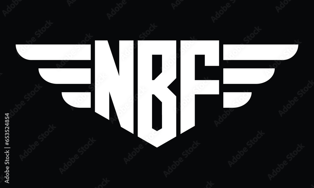 NBF three letter logo, creative wings shape logo design vector template ...