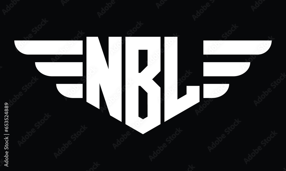 NBL three letter logo, creative wings shape logo design vector template ...