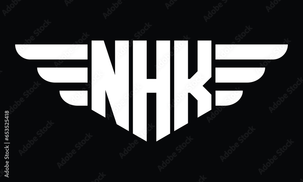 Vecteur Stock NHK three letter logo, creative wings shape logo design ...