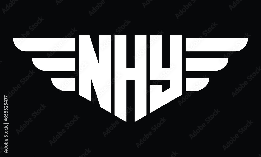 NHY three letter logo, creative wings shape logo design vector template ...