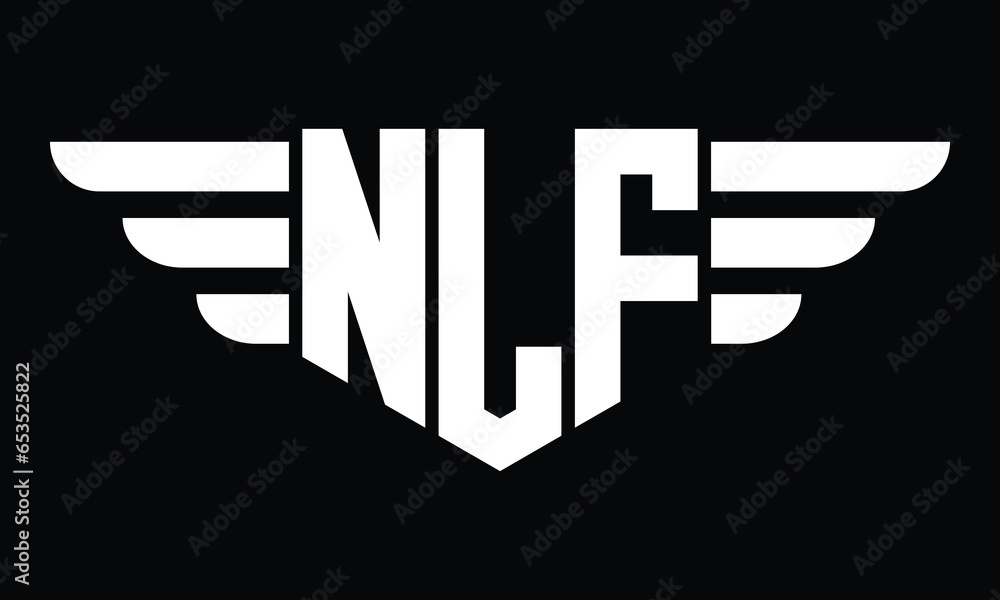 NLF three letter logo, creative wings shape logo design vector template ...