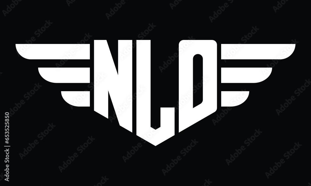 NLO three letter logo, creative wings shape logo design vector template ...