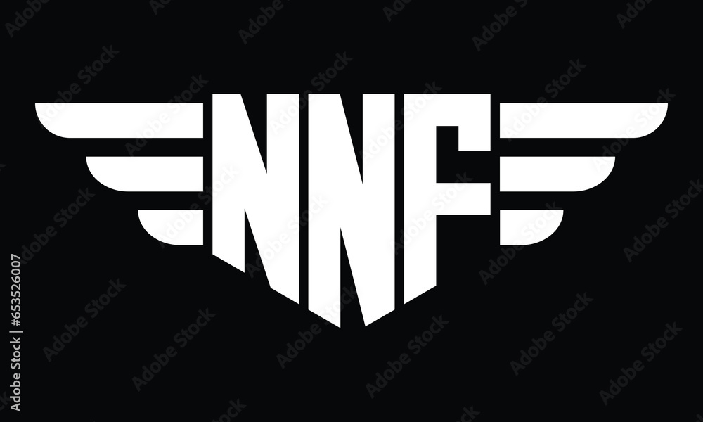 NNF three letter logo, creative wings shape logo design vector template ...