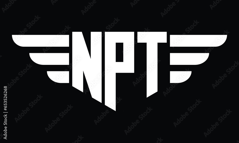 NPT three letter logo, creative wings shape logo design vector template ...
