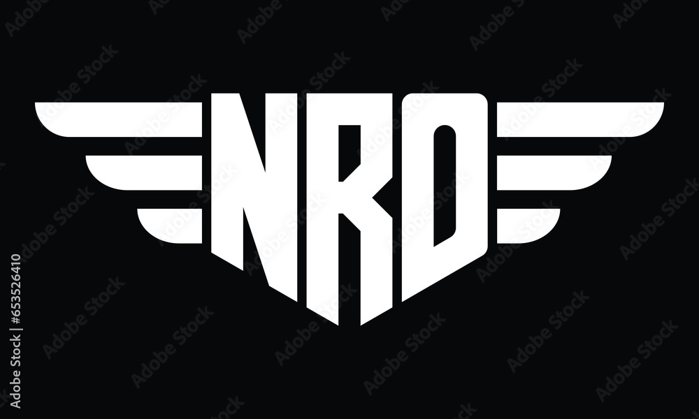 NRO three letter logo, creative wings shape logo design vector template ...