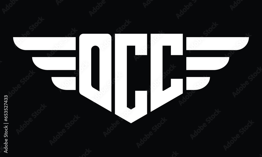 OCC three letter logo, creative wings shape logo design vector template ...