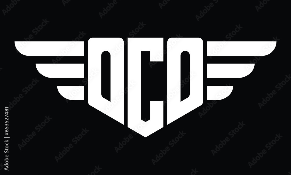 OCO three letter logo, creative wings shape logo design vector template ...
