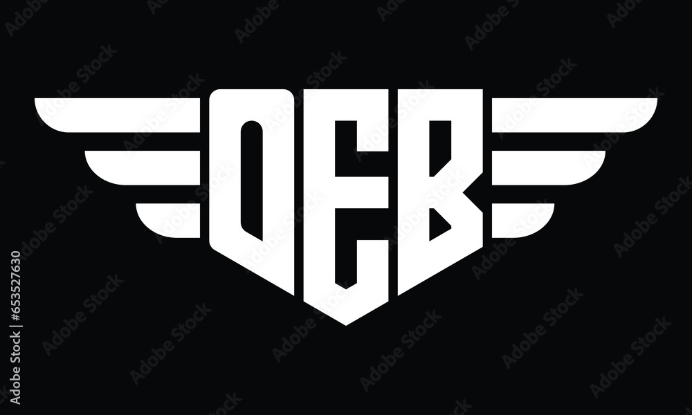 OEB three letter logo, creative wings shape logo design vector template ...