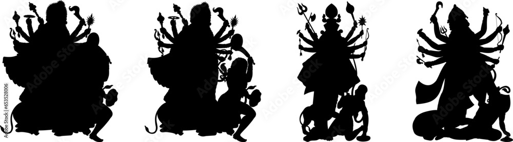 Goddess Maa Durga Face in Happy Durga Puja, Dussehra, and Navratri ...