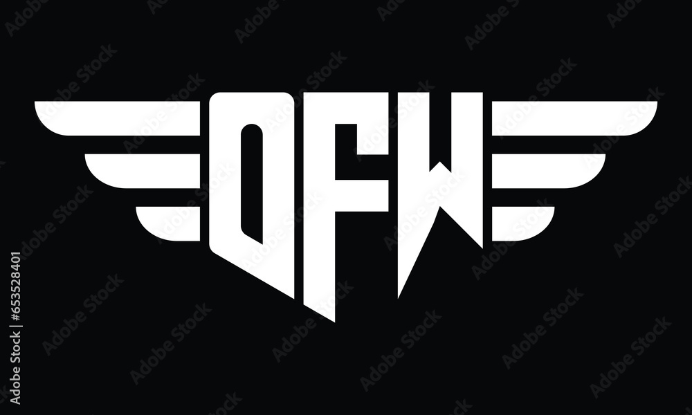 OFW three letter logo, creative wings shape logo design vector template ...