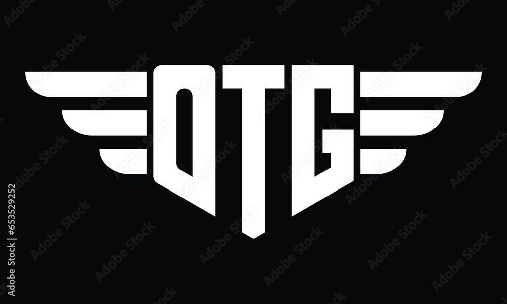OTG three letter logo, creative wings shape logo design vector template ...