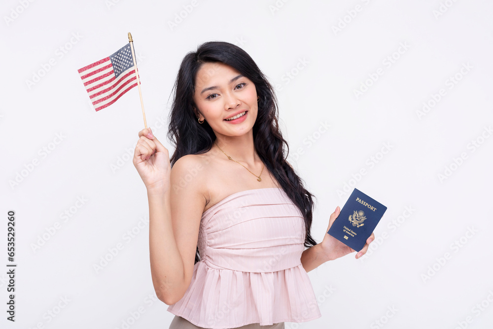 A 18 year old teen proudly shows her newly acquired US passport while ...