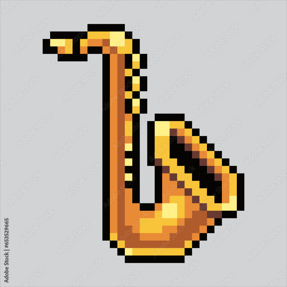 Vetor de Pixel art illustration Saxophone. Pixelated Saxophone ...