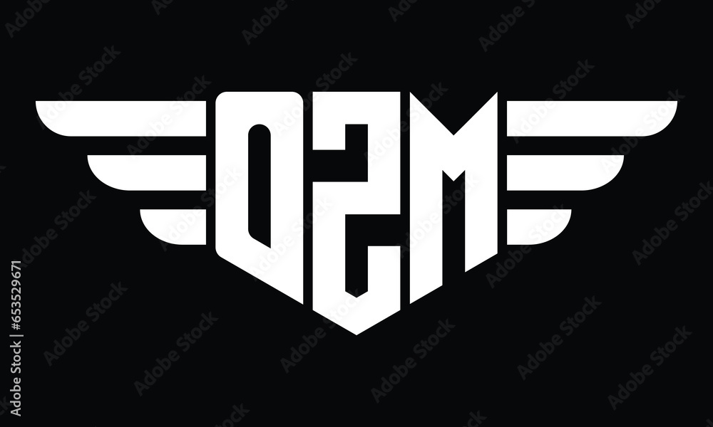 OZM three letter logo, creative wings shape logo design vector template ...