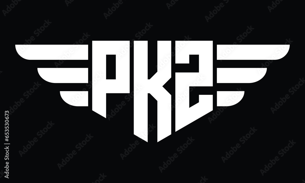 PKZ three letter logo, creative wings shape logo design vector template ...