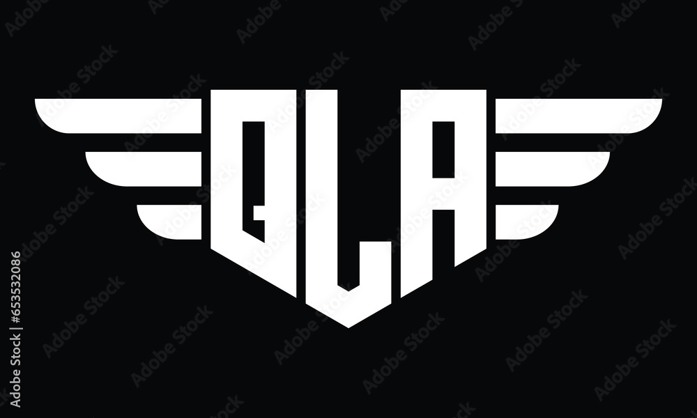 QLA three letter logo, creative wings shape logo design vector template ...