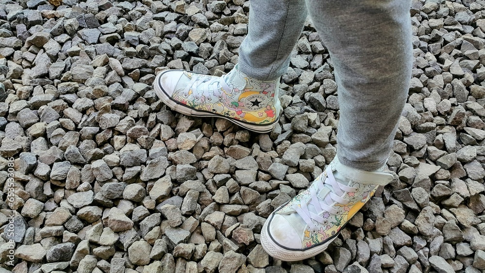 Bogor, Indonesia - July 19, 2023: Children's feet wearing sneakers ...