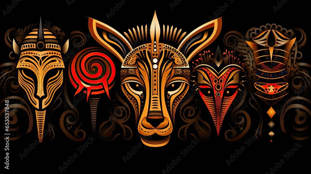 Illustration of wild animals in African style. Discover the richness of ...