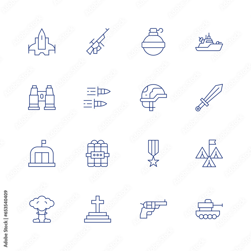 War line icon set on transparent background with editable stroke ...