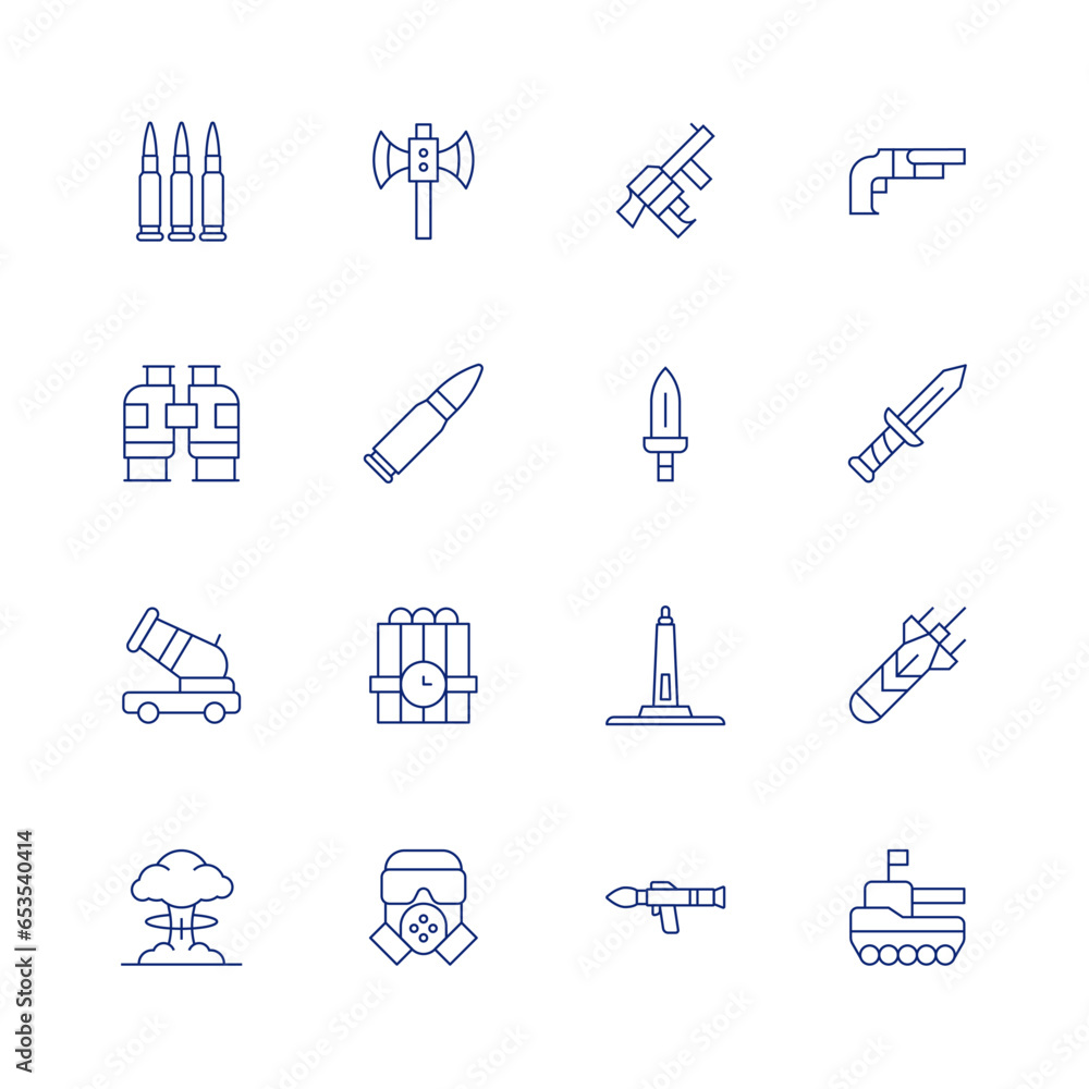 Vetor de War line icon set on transparent background with editable ...