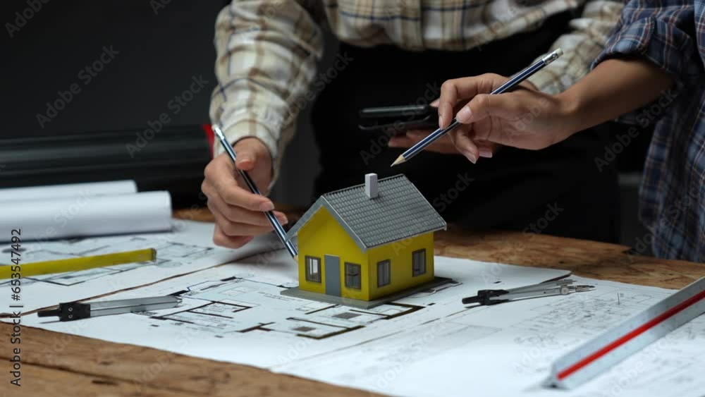 Stockvideon concept architect The engineer is measuring the distance to ...