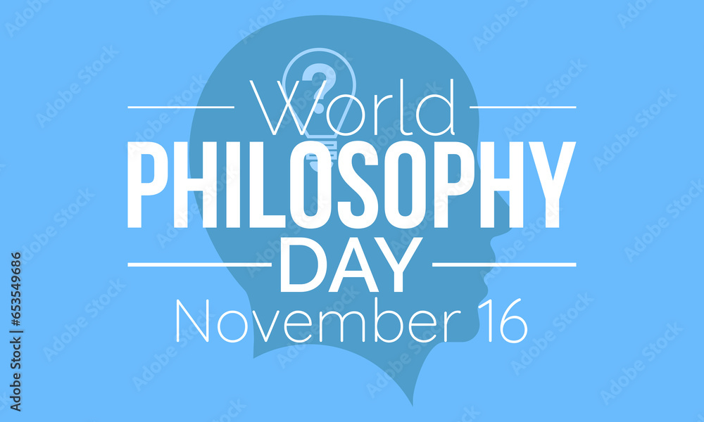 Vetor de World Philosophy Day Vector Banner with Thinker and ...