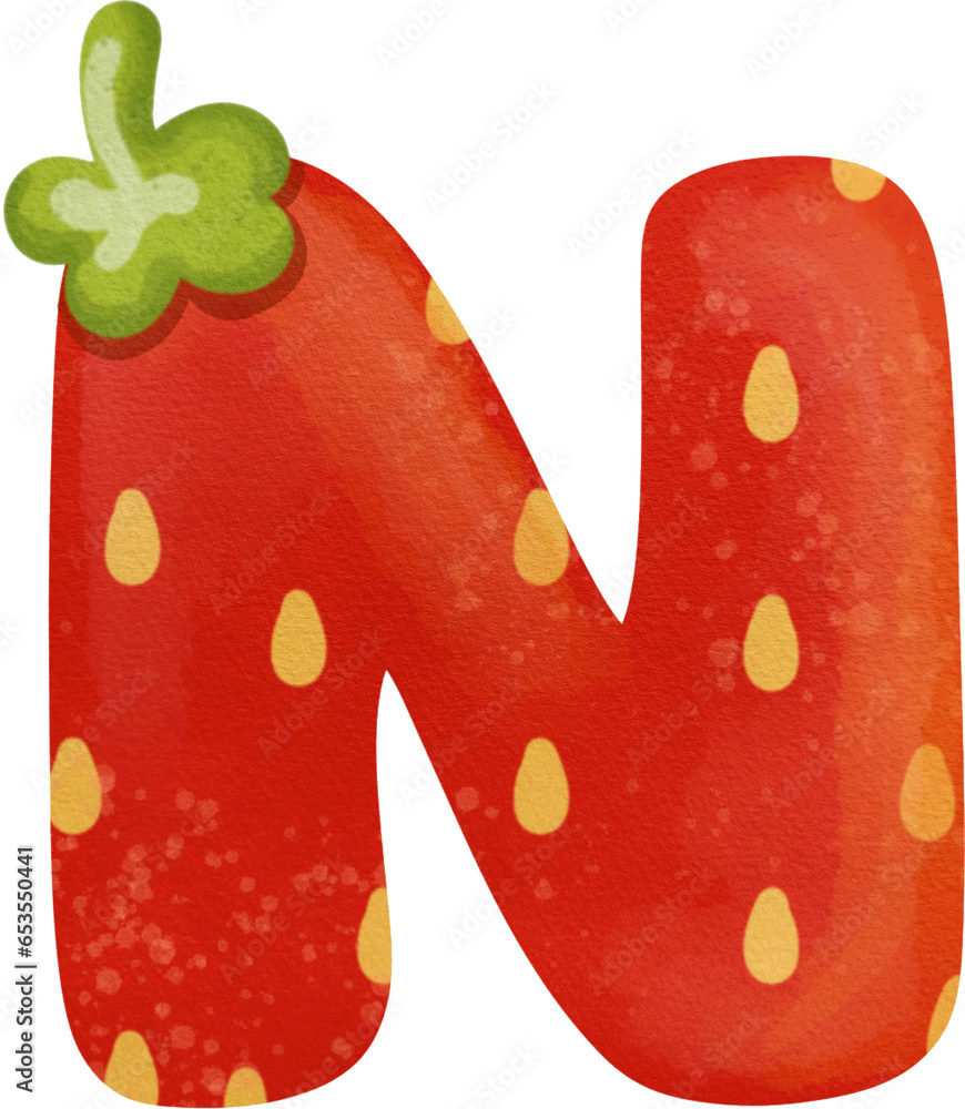 Strawberry alphabet letter A-Z PNG paper texture Stock Illustration ...