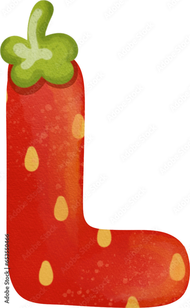 Strawberry alphabet letter A-Z PNG paper texture Stock Illustration ...
