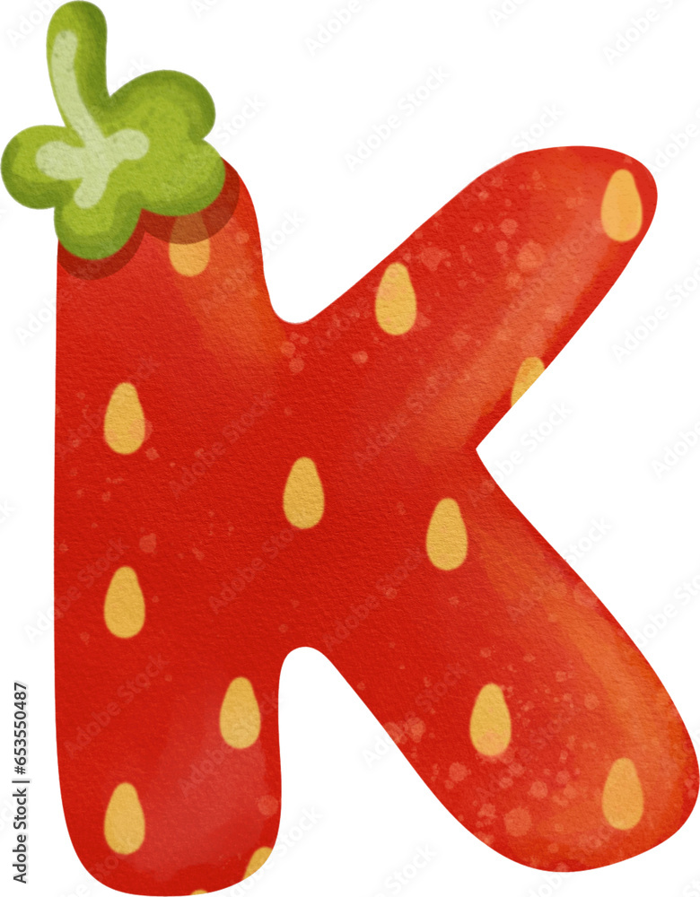 Strawberry alphabet letter A-Z PNG paper texture Stock Illustration ...