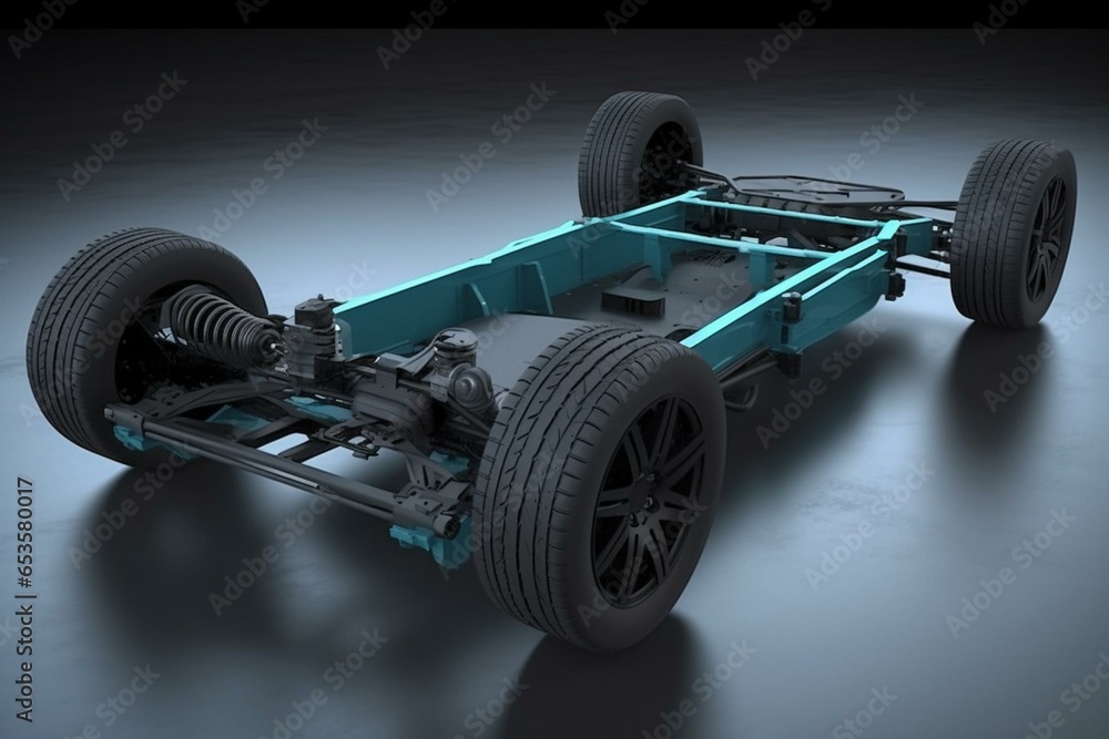 Electric vehicle chassis with dual motors and solid-state battery pack ...