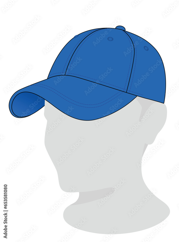 Blank blue baseball cap template on white background, vector file Stock ...