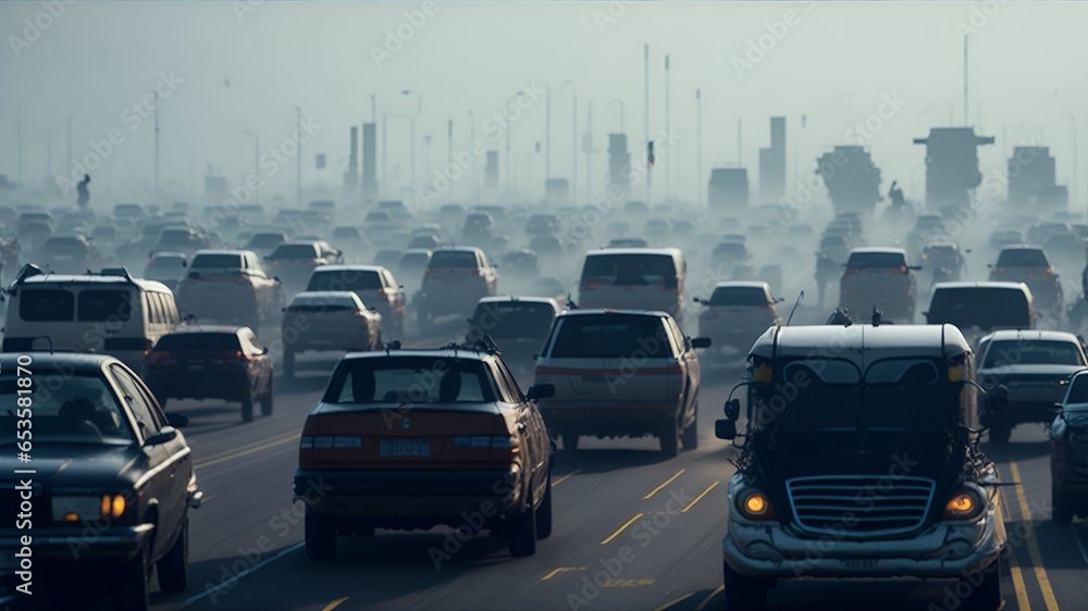 ภาพประกอบสต็อก image of a congested urban road during rush hour traffic ...