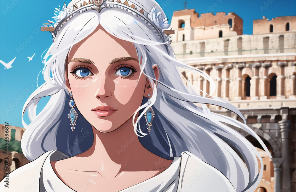 Beautiful princess in ancient Rome. Beautiful princess poses in front ...