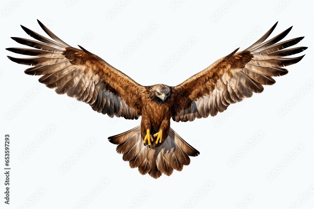 Golden eagle soaring with outstretched wings. Isolated on transparent ...