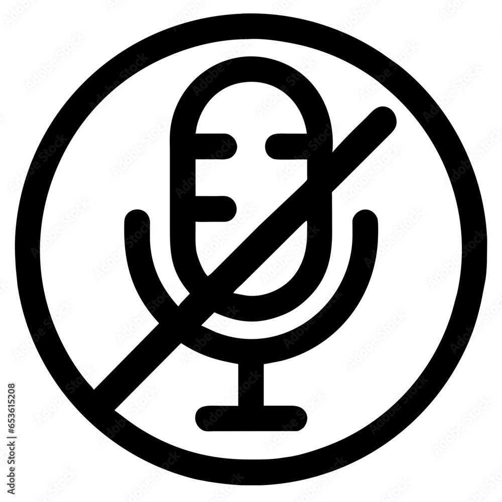 Silent mode. Microphone muted symbol. Sound off. Mic icon. No recording ...