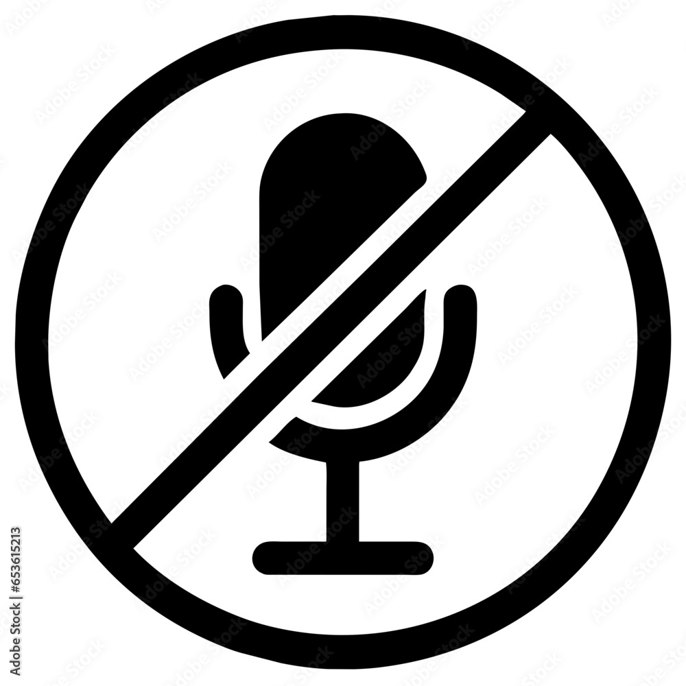 Silent mode. Microphone muted symbol. Sound off. Mic icon. No recording ...
