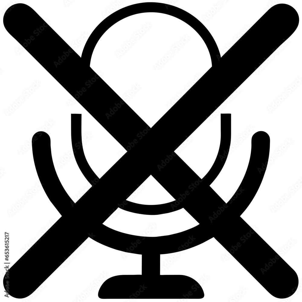 Silent mode. Microphone muted symbol. Sound off. Mic icon. No recording ...