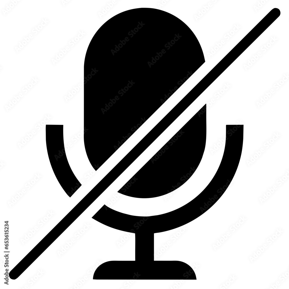 Silent mode. Microphone muted symbol. Sound off. Mic icon. No recording ...