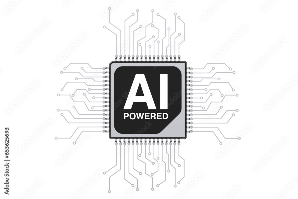 AI Powered Microchip CPU Processor with Circuit. 3d Rendering Stock ...